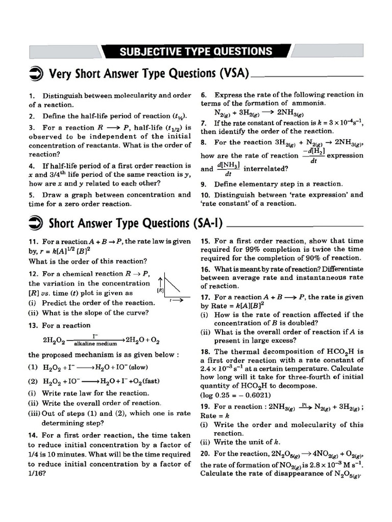 Chemical Kinetics Practice Questions | PDF