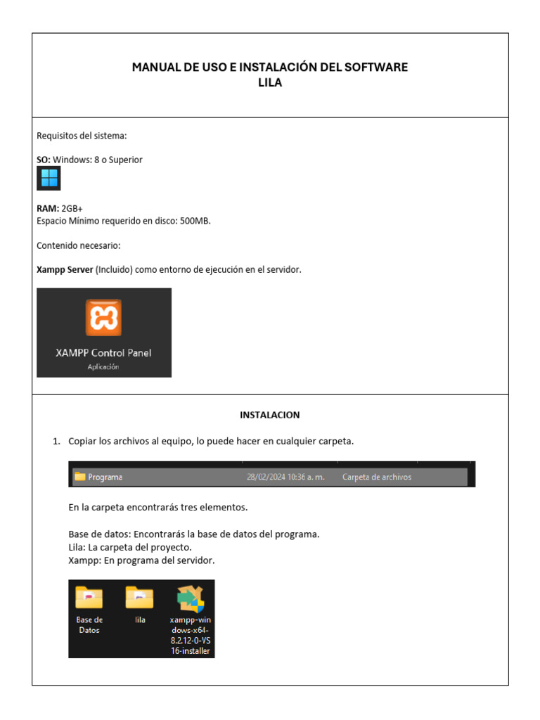 MANUAL DE USO E INSTALACIÓN DEL SOFTWARE LILA | PDF