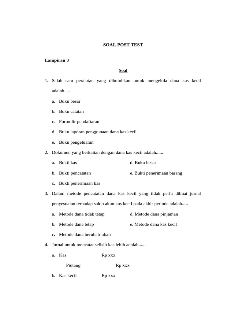 Lampiran 3 Soal Post Test | PDF