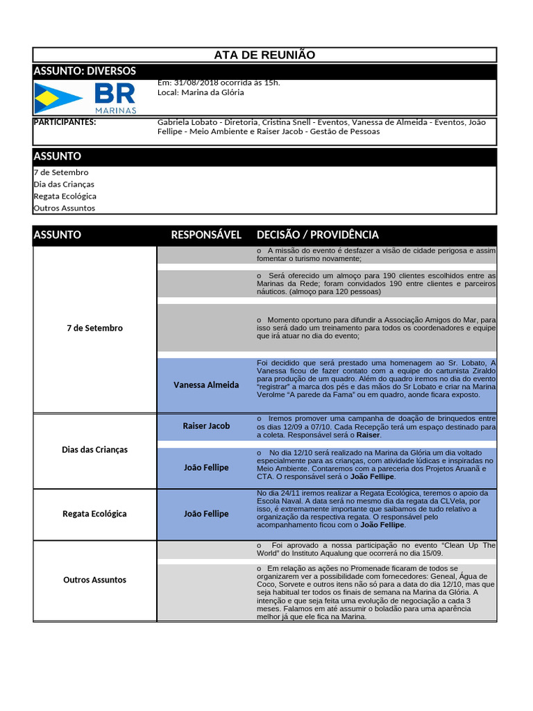 Modelo de ATA de Reunião | PDF