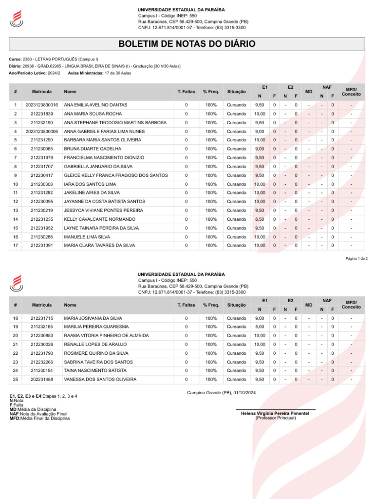 LETRAS PORTUGUÊS Terca Feira 7h | PDF