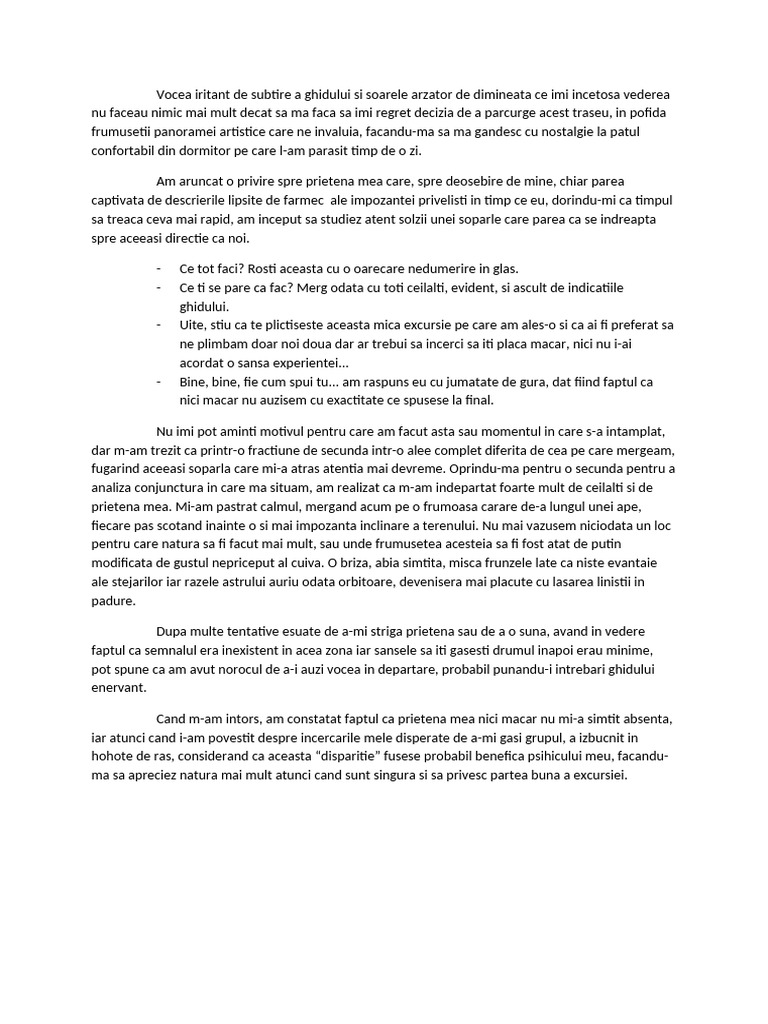 Model de Text Narativ - Intamplare Petrecuta Intr-O Padure | PDF