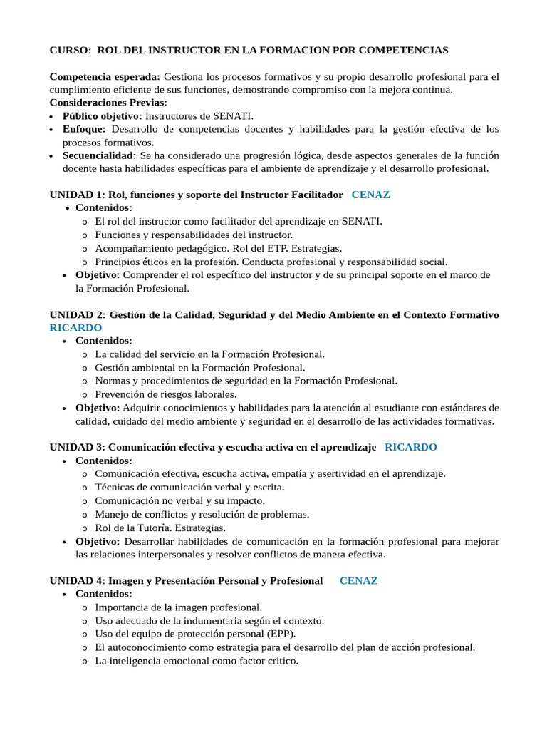 Rol Del Instructor en La Formación Por Competencias | PDF