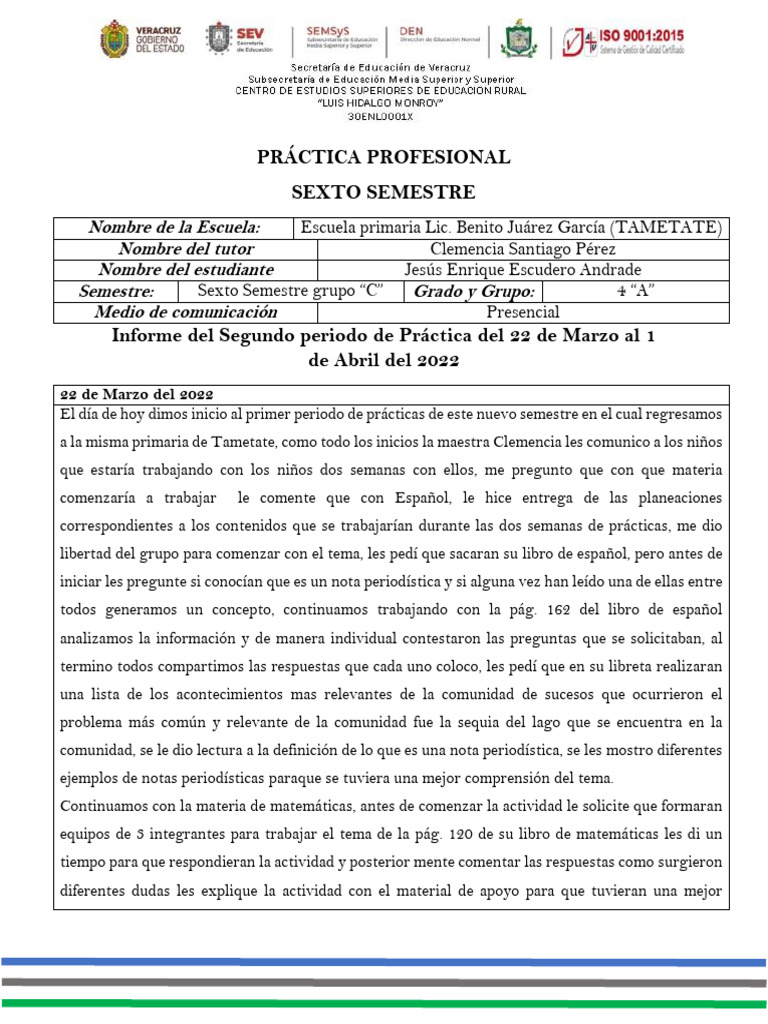 Informe de Practicas PP - 2022 | PDF