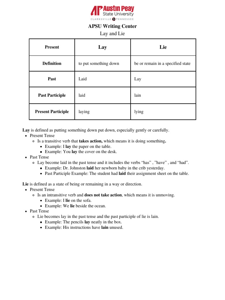 Lay Lie Lead Led and Let | PDF | Verb | Language Arts & Discipline