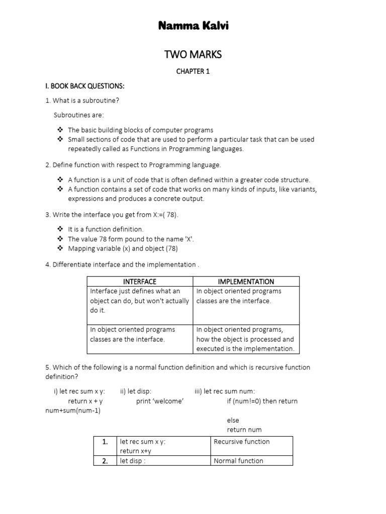 Namma Kalvi 12th Computer Science Study Material em 220215 | PDF