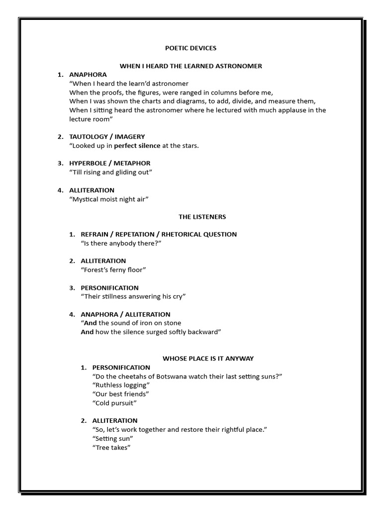 Poetic Devices | PDF