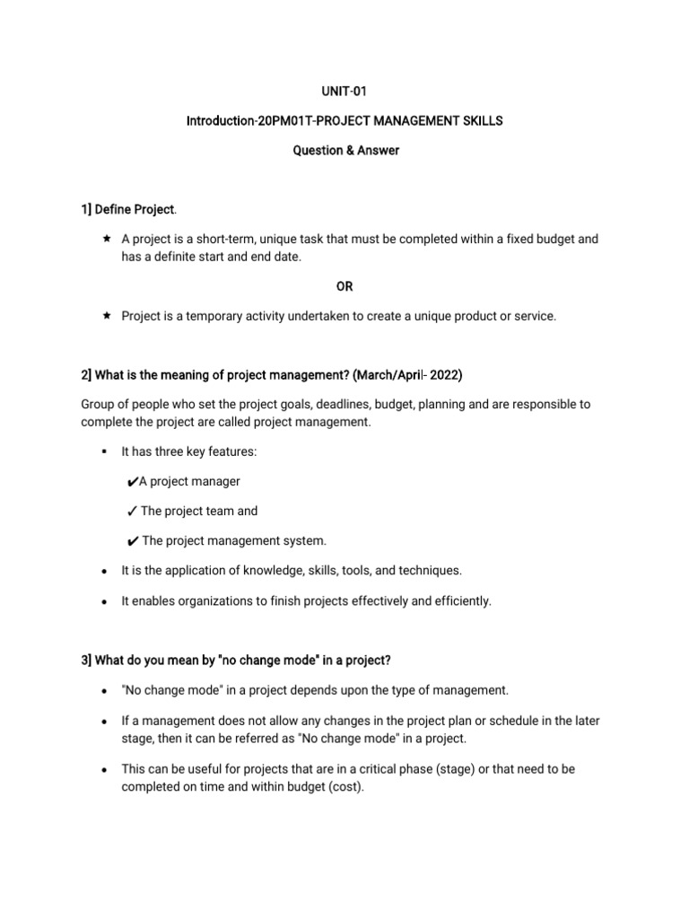 Unit-01 - Q&a - PMS | PDF