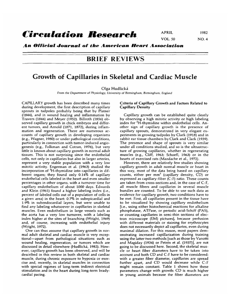 Capillary Study | PDF | Skeletal Muscle | Science & Mathematics