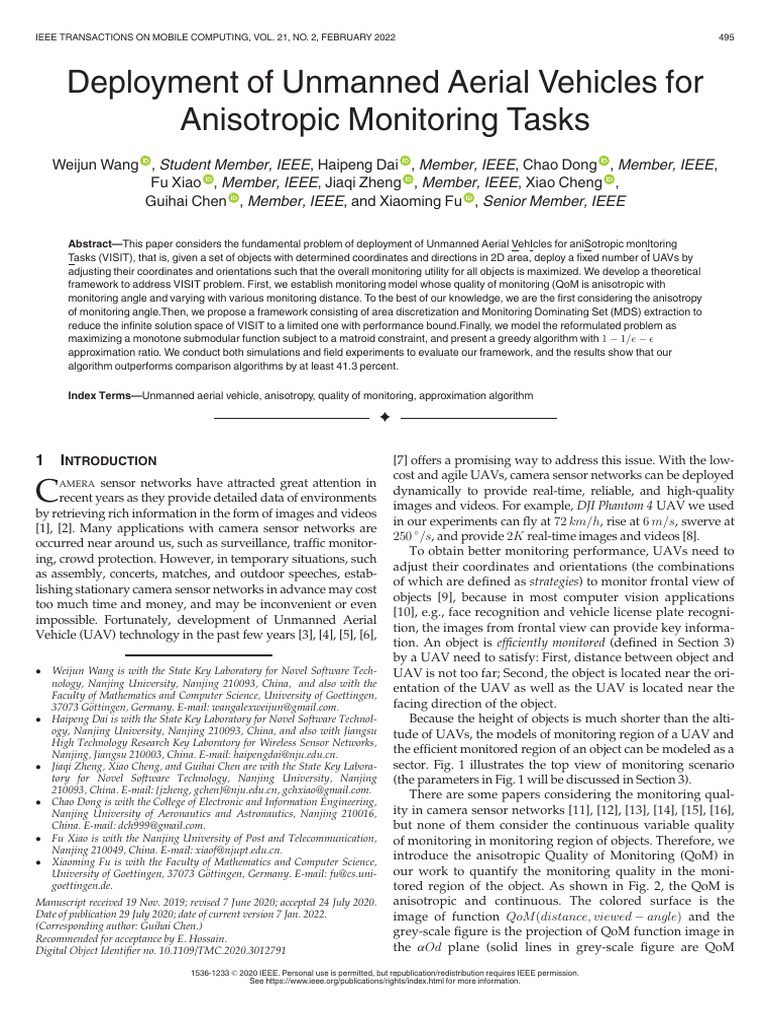 Deployment of Unmanned Aerial Vehicles for Anisotropic Monitoring Tasks | PDF