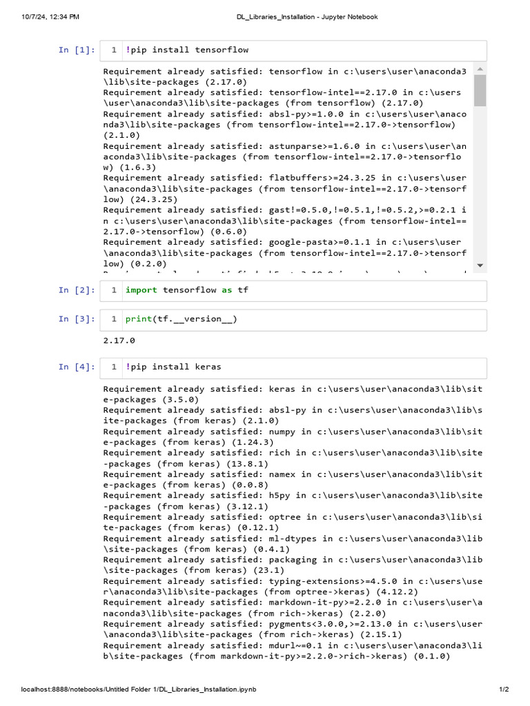 DL - Libraries - Installation - Jupyter Notebook | PDF | Google | Computers