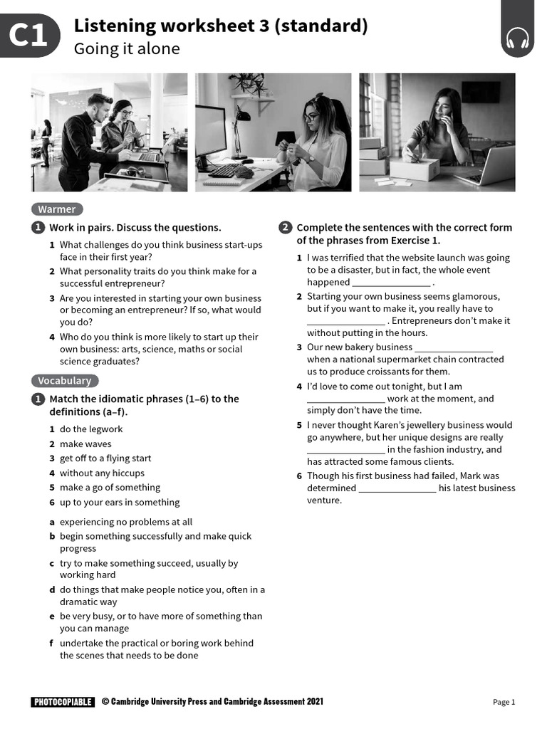 C1 Advanced Listening Worksheet 3 Standard | PDF