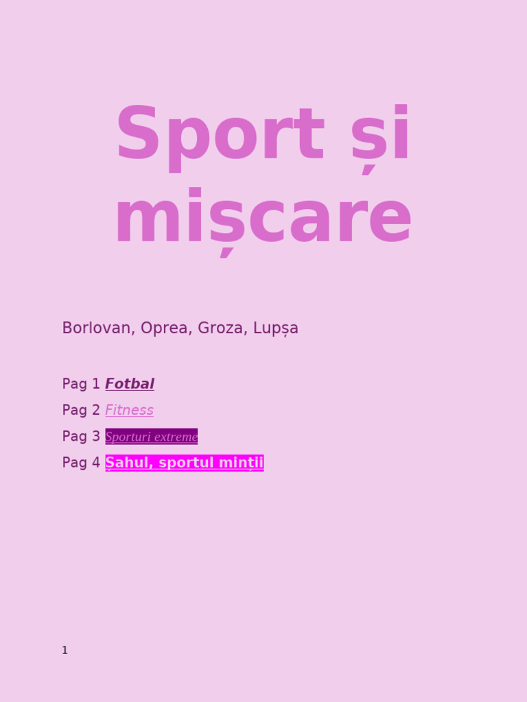 Sport Si Miscare | PDF