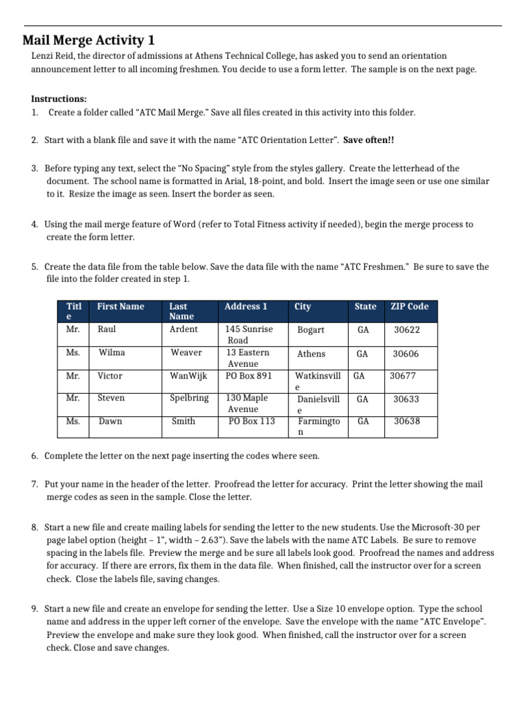 Activity # 2 in Mail Merge | PDF