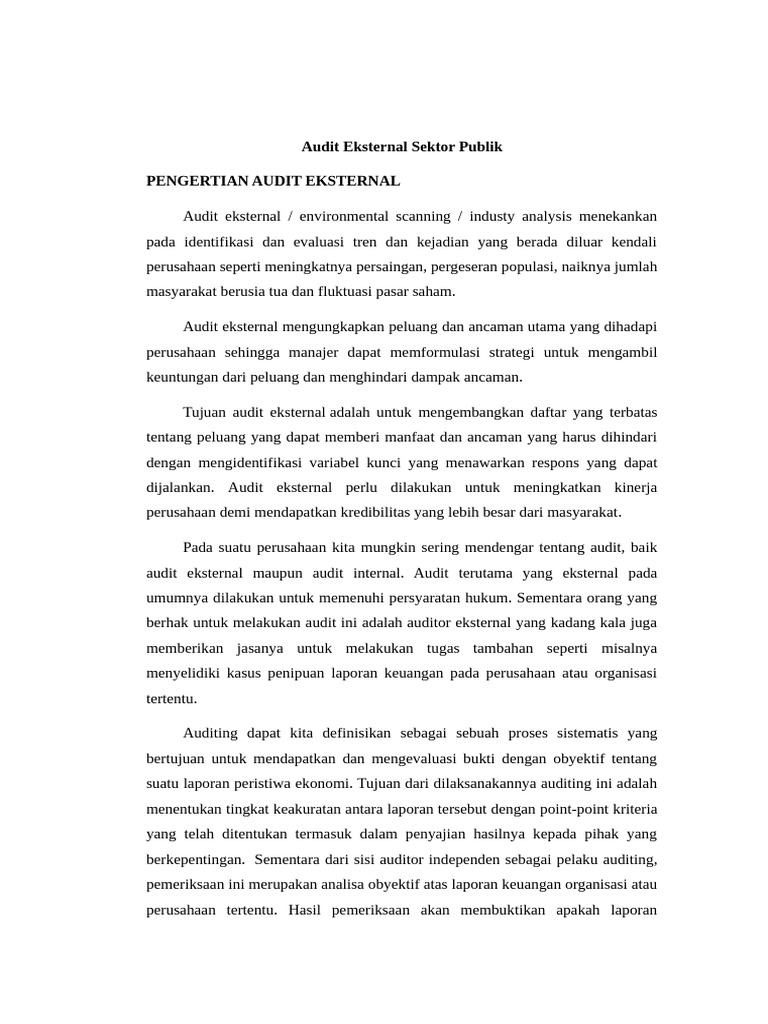 Audit Eksternal Sektor Publik | PDF