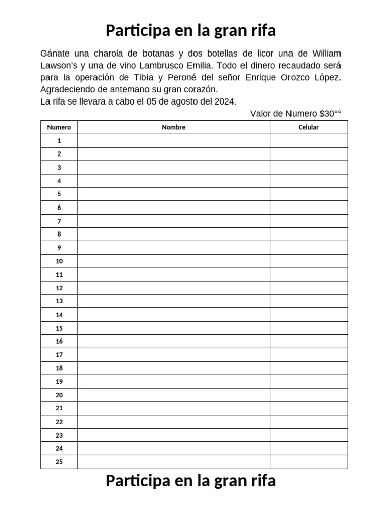 Participa en la gran rifa | PDF