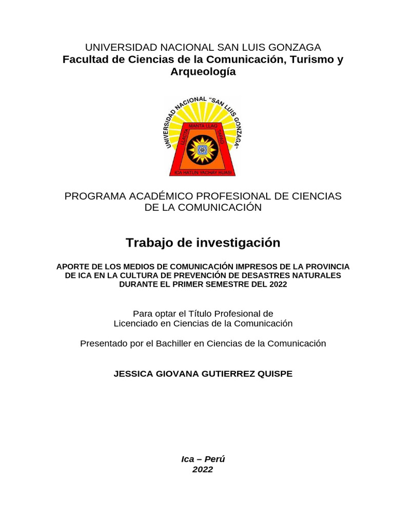 Trabajo de Inv. Final Jessica Gutierrez Quispe 1 | PDF