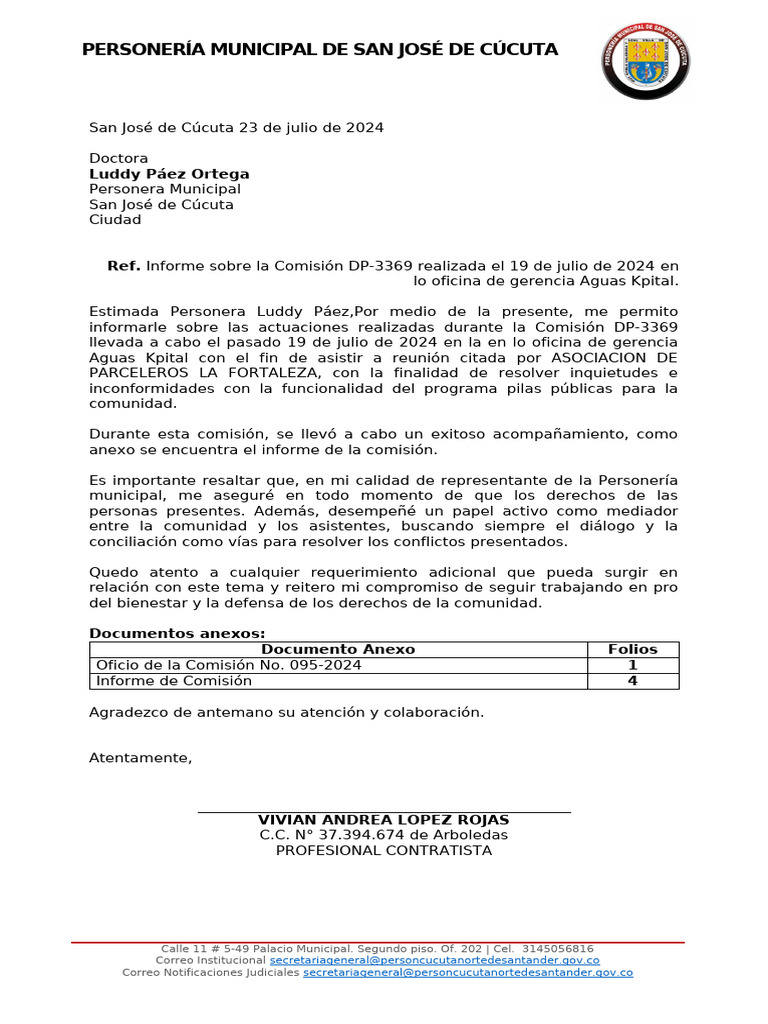 Oficio Informe Comision 3369 de 2024 | PDF