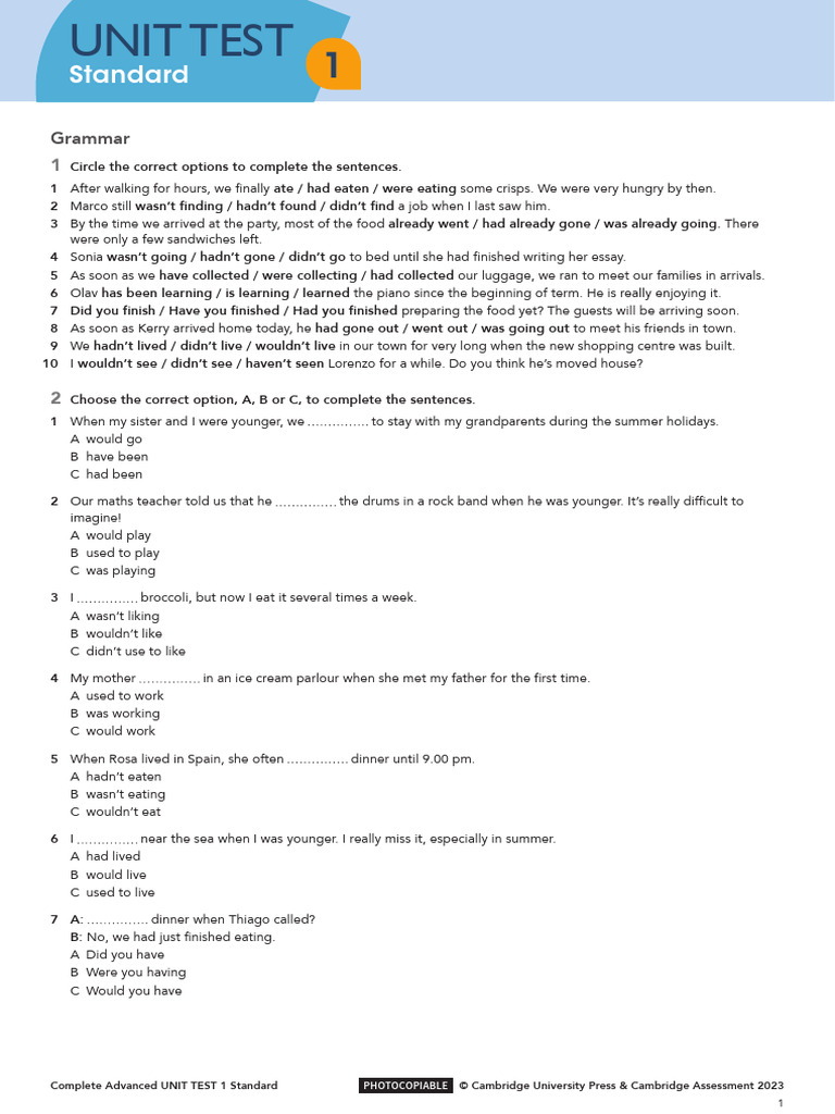 Unit Test 1 Standard | PDF