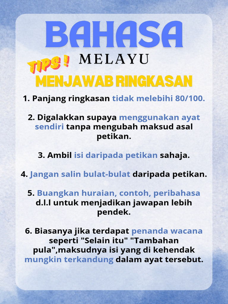 Tips Ringkasan BM | PDF