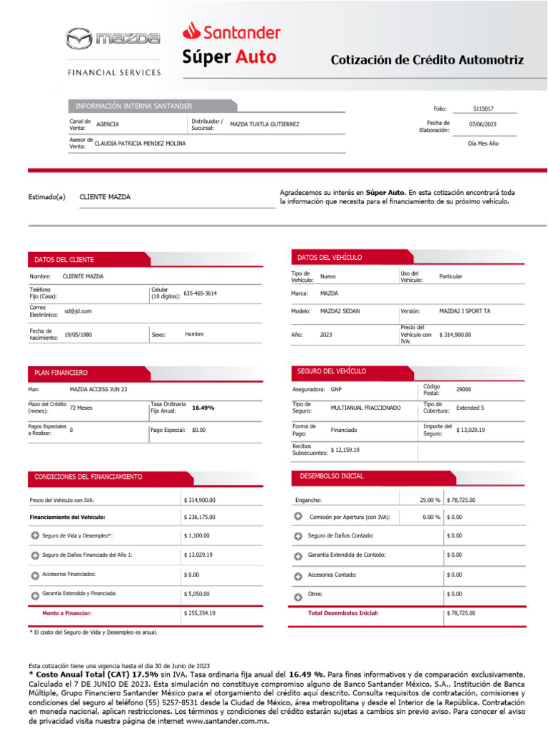 Cliente Mazda 5115035 | PDF