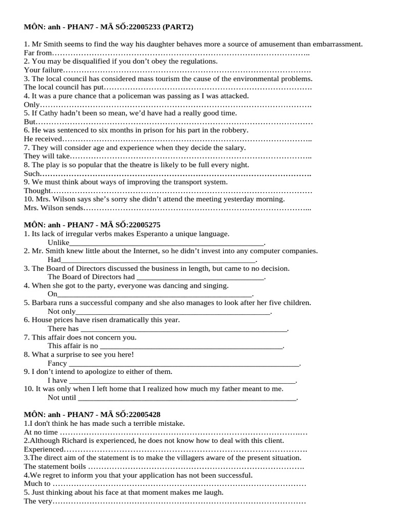 Rewrite Sentences | PDF