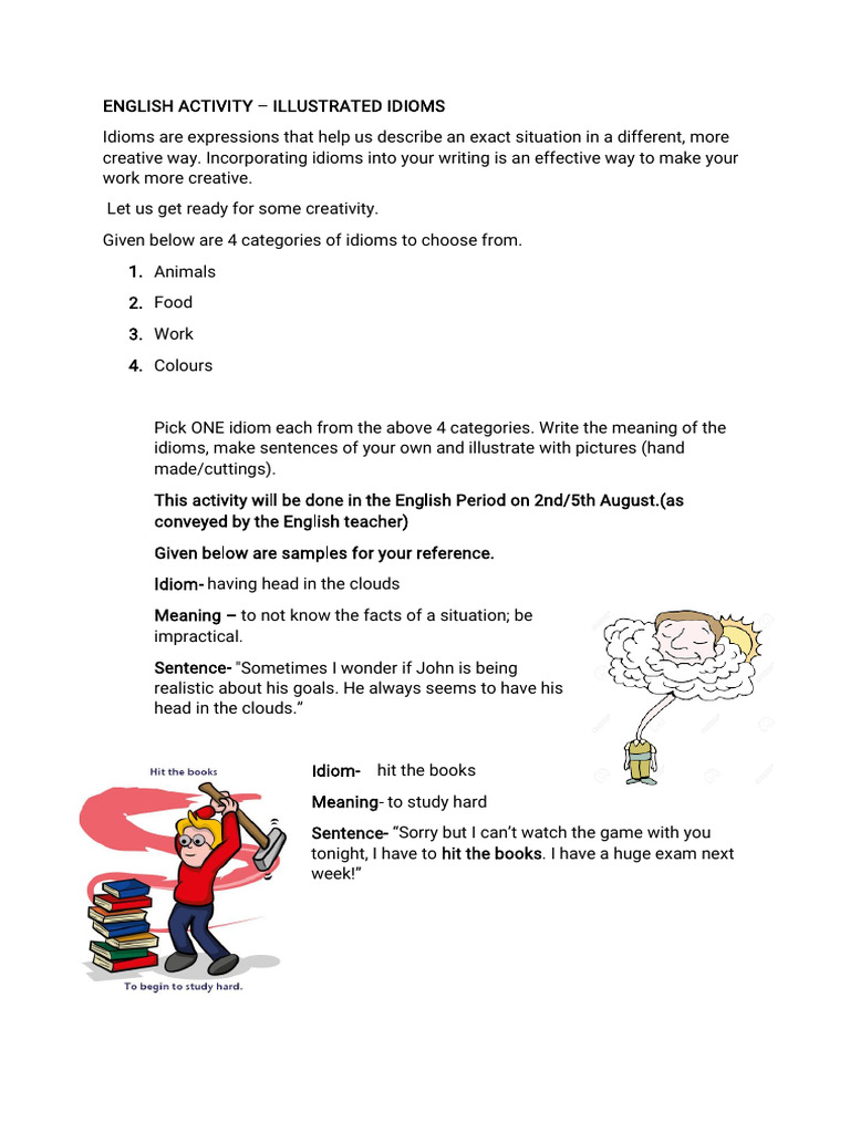 Illustrated Idioms Activity Class VII | PDF