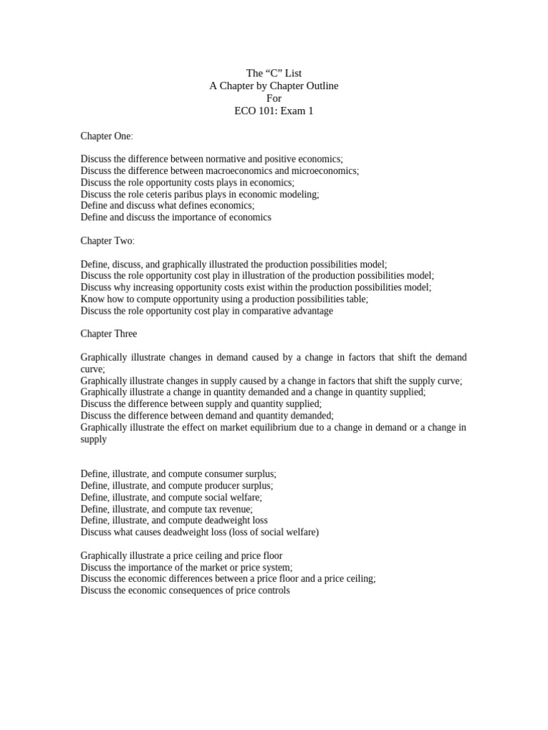 ECO 101 Exam1 C Outline | PDF