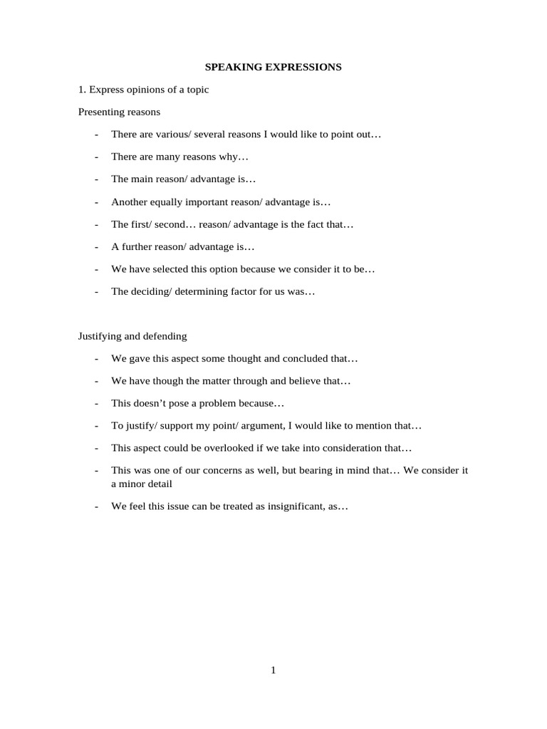 Speaking Expressions | PDF