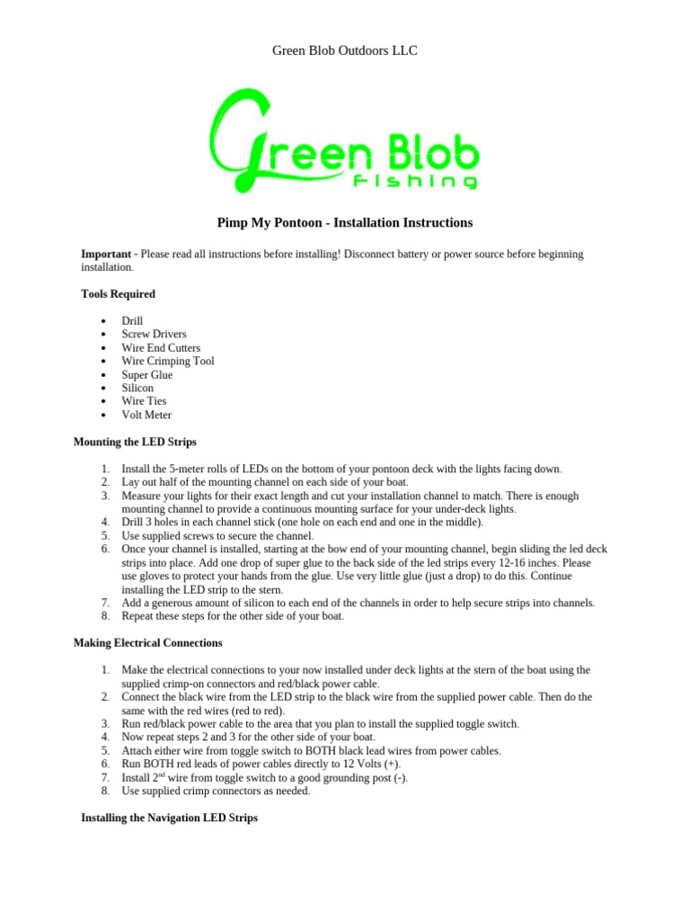 Pimp My Pontoon Instructions | PDF