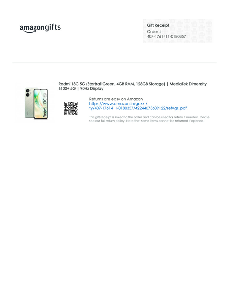 Amazon Gift Receipt | PDF