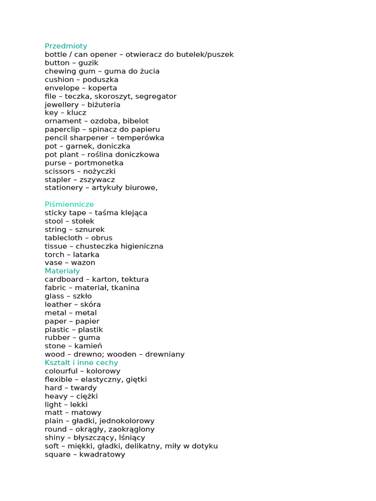 Angielski - Slówka 7 | PDF