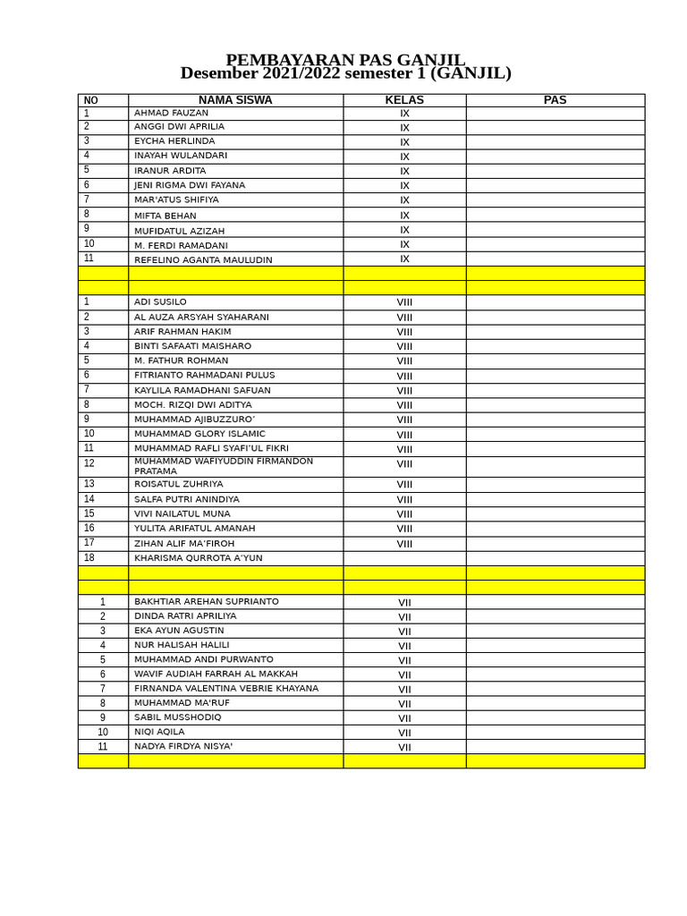 Pembayaran Pas 2021-2022 | PDF