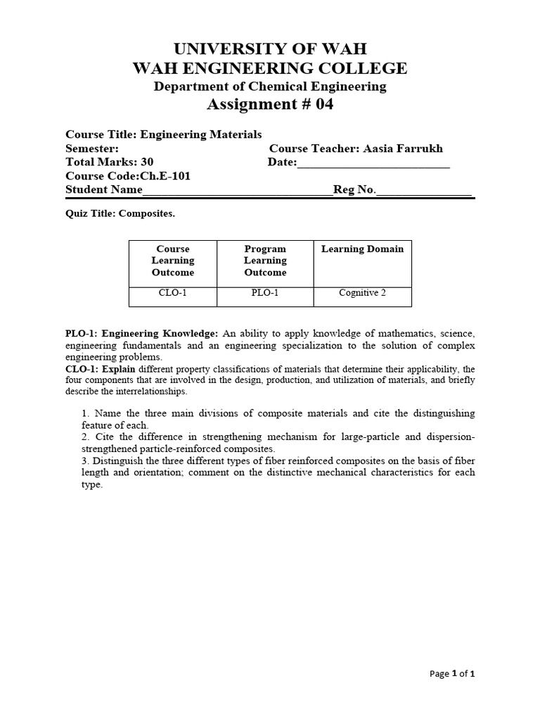 Assi#4 Engineering Material | PDF