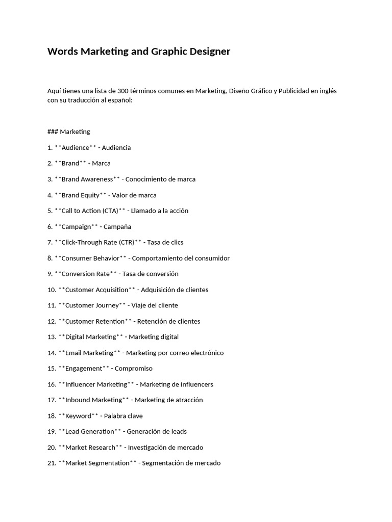 Words Marketing and Graphic Designer | PDF
