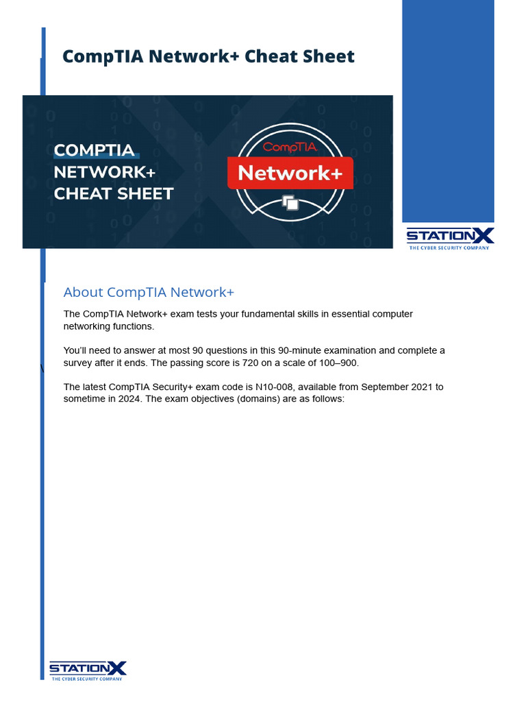 CompTIA Network+ Cheat Sheet | PDF