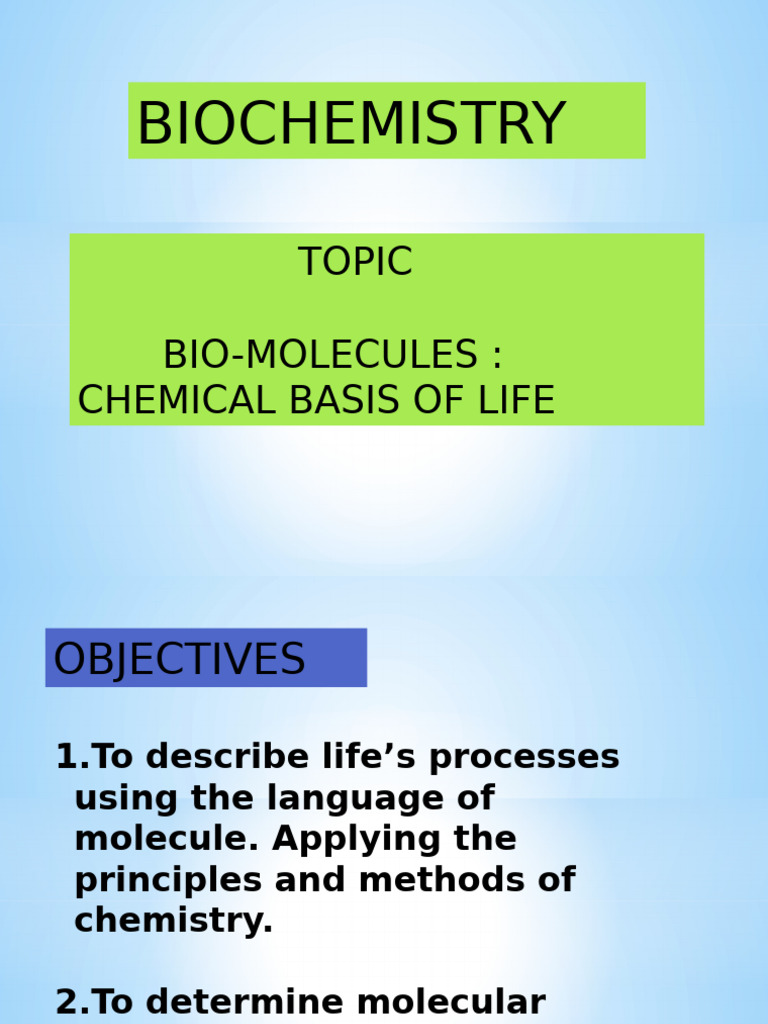 Biochemistry Molecules of Life Ppt (Luz) | PDF