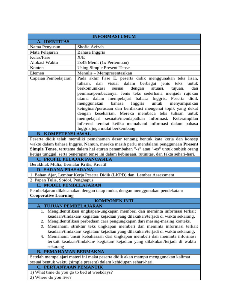 Modul Simple Present | PDF | Grammar | Language Arts & Discipline