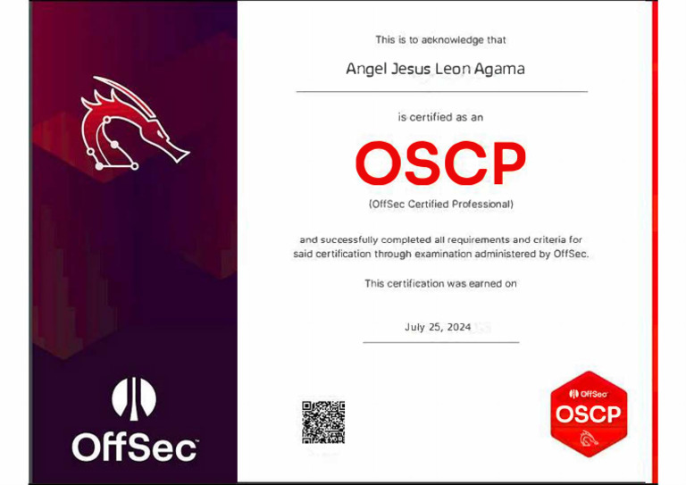 Leon Agama - OffSec Certified Professional - OSCP | PDF