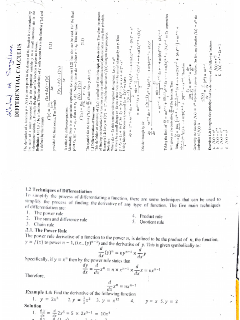 Differentiation Calculus | PDF
