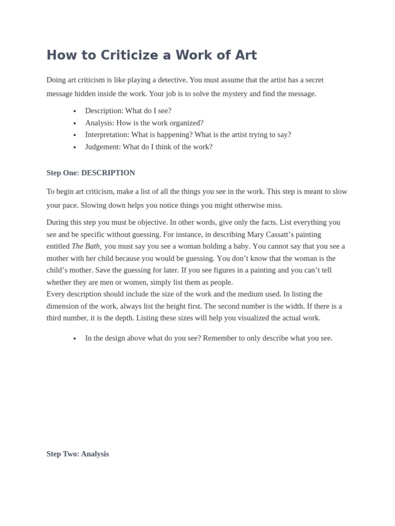 how to critique your artwork | PDF