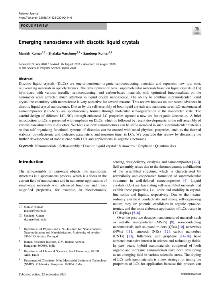 Discotic Liquid Crystals in Nanoscience | PDF | Liquid Crystal ...