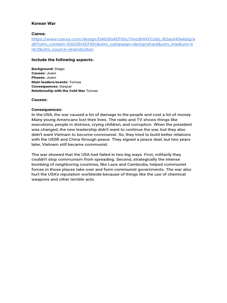 Oral presentation_ Korean War and Vietnam War - Gaspar Lezcano, Tomas ...