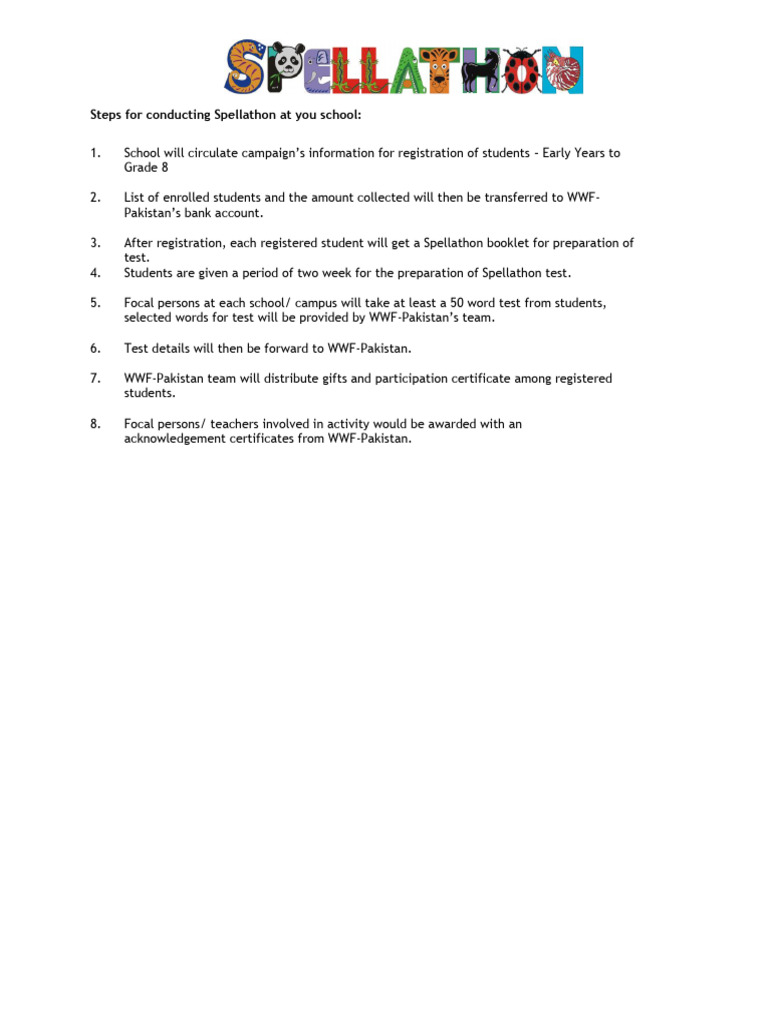 Steps For Conducting Spellathon at Your School 2 | PDF