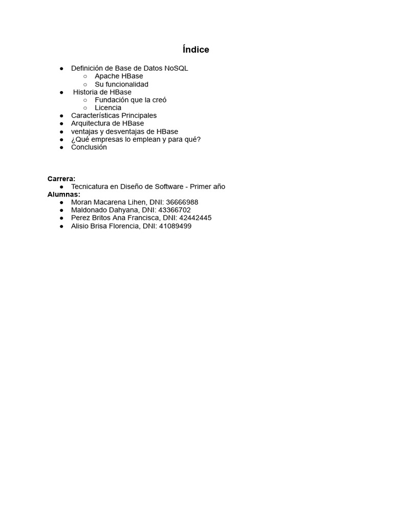 Base de Datos Hbase | PDF