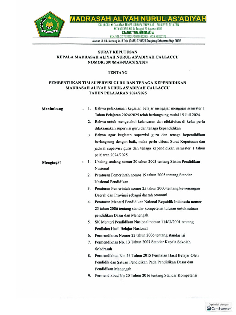 SK Supervisi 2024 | PDF