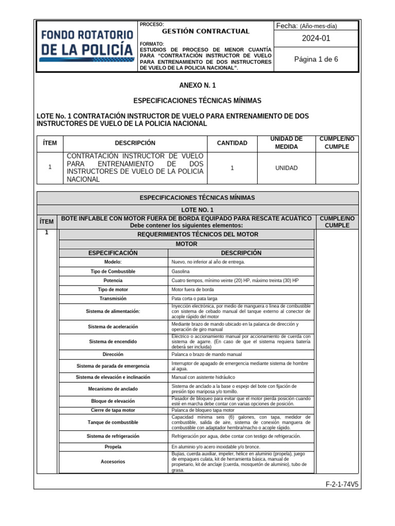 Ficha Tecnica Piloto Instructor | PDF