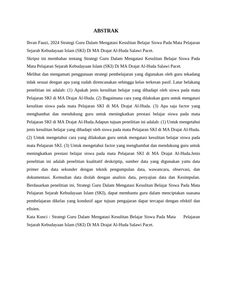 Contoh Abstrak Revisi | PDF