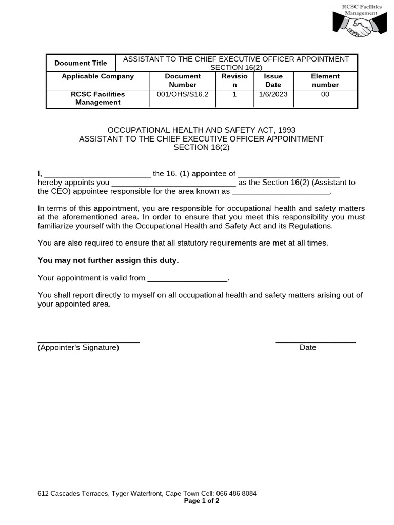 Section 16 (2) Appointment | PDF