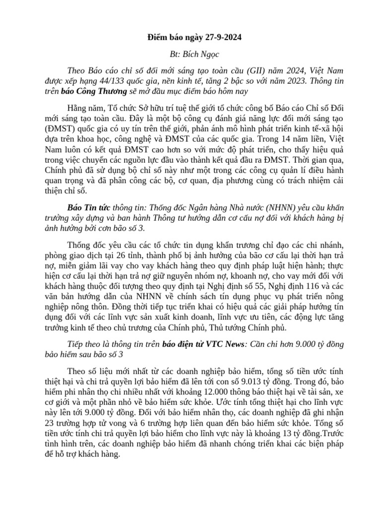 Điểm báo ngày 27-9 | PDF